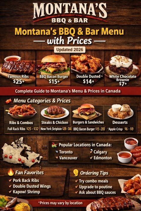 Montana’s BBQ & Bar Menu Canada – Updated Prices & Combos